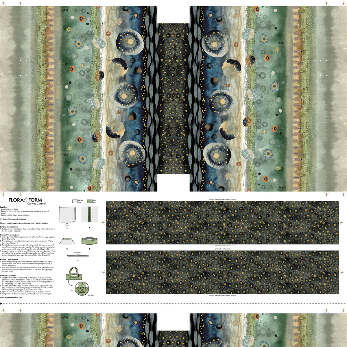 Flora & Form Canvas Bag Panel — Poppy Quilt N Sew