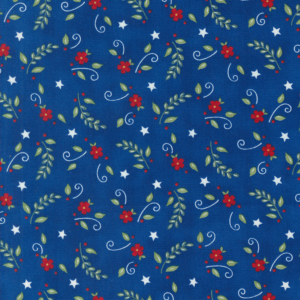 Red, White and Bloom / Leaves in Blue — Poppy Quilt N Sew