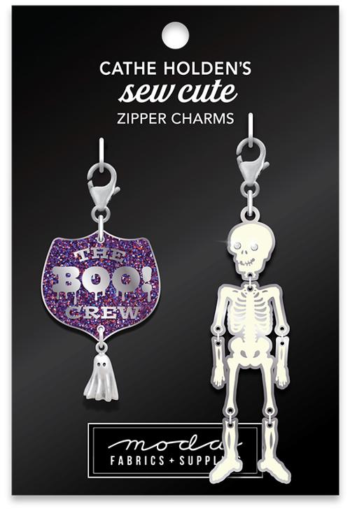 Skeleton Boo Badge Zipper Charm Set — Poppy Quilt N Sew
