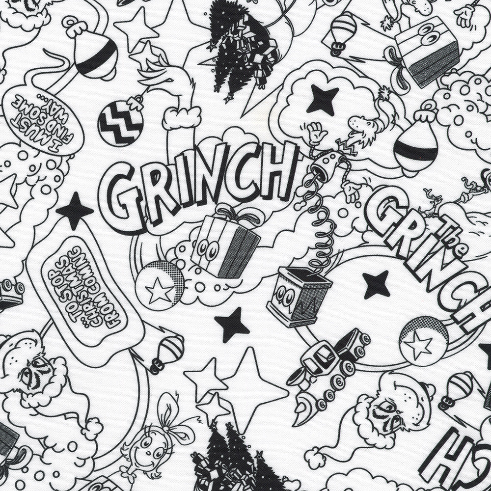 How The Grinch Stole Christmas / Outlines in White — Poppy Quilt N Sew