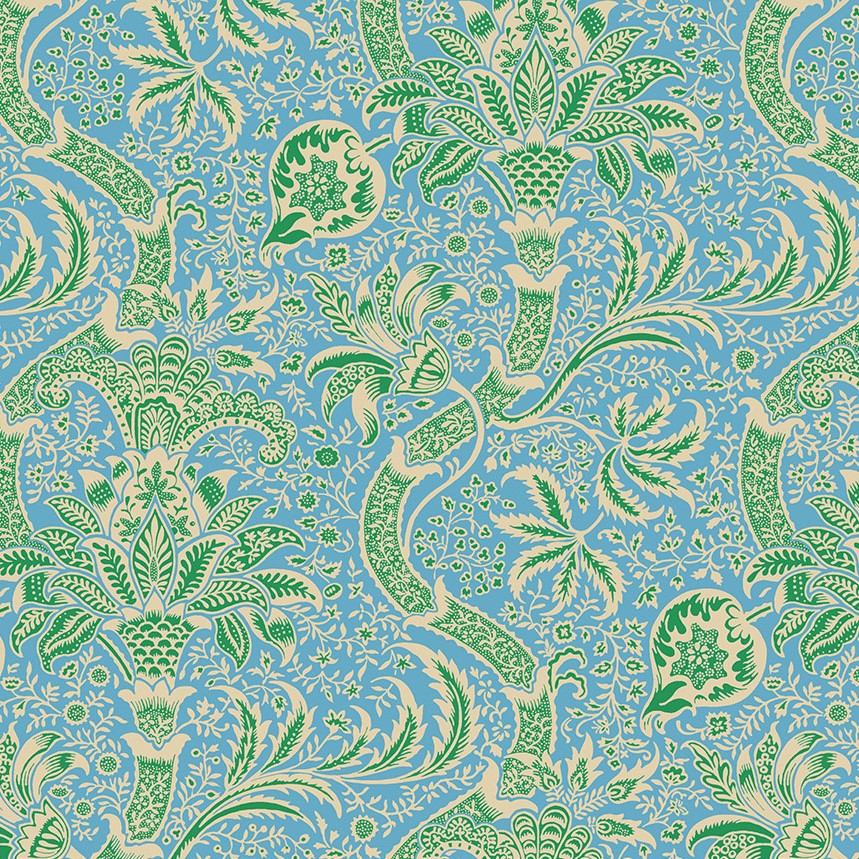 Kaffe x Morris & Co. / Indian in Aqua — Poppy Quilt N Sew