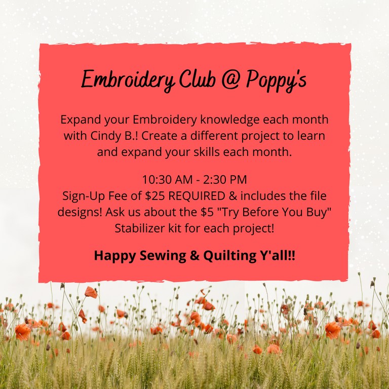 Clubs and Free Sew Days — Poppy Quilt N Sew