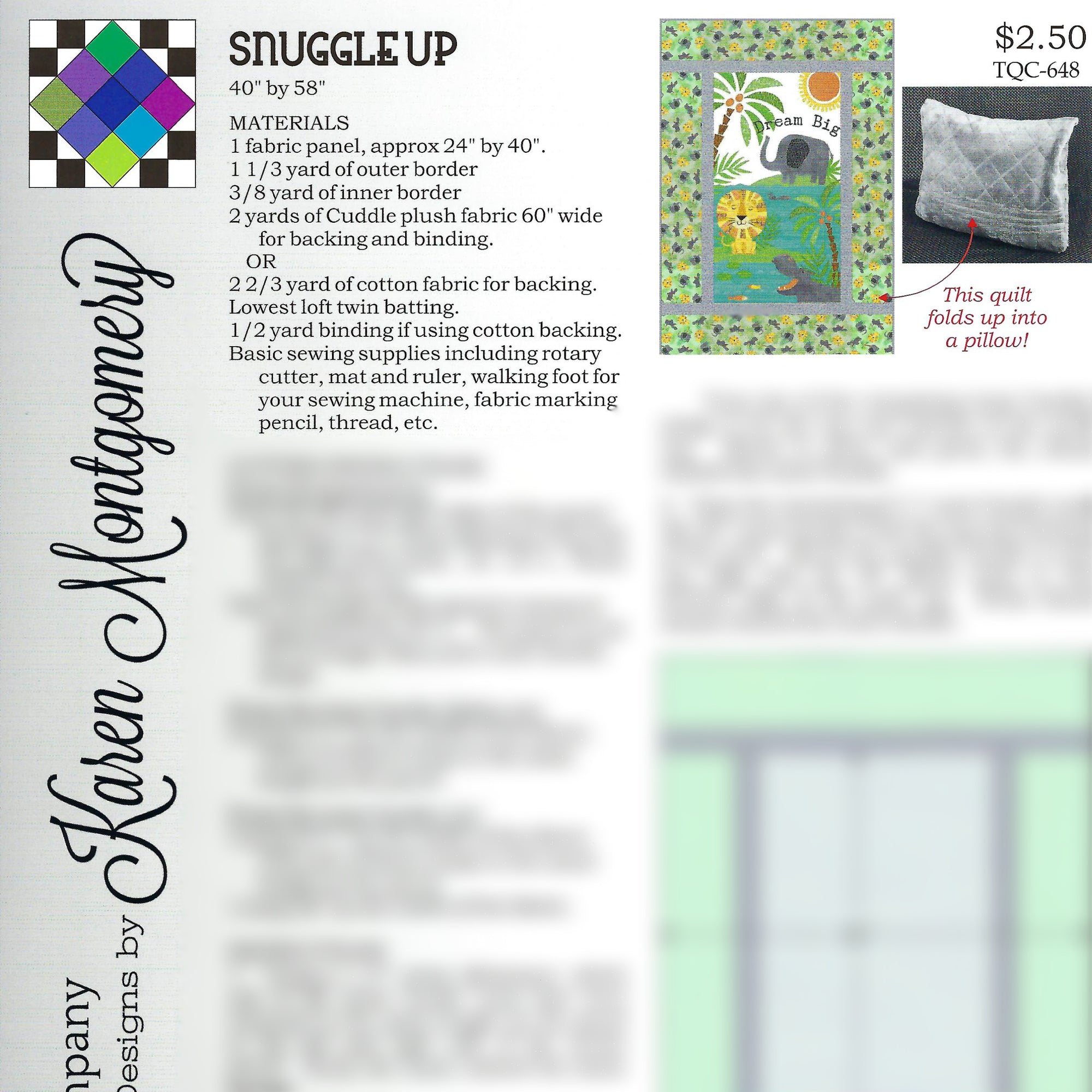 Snuggle Up Project Sheet — Poppy Quilt N Sew